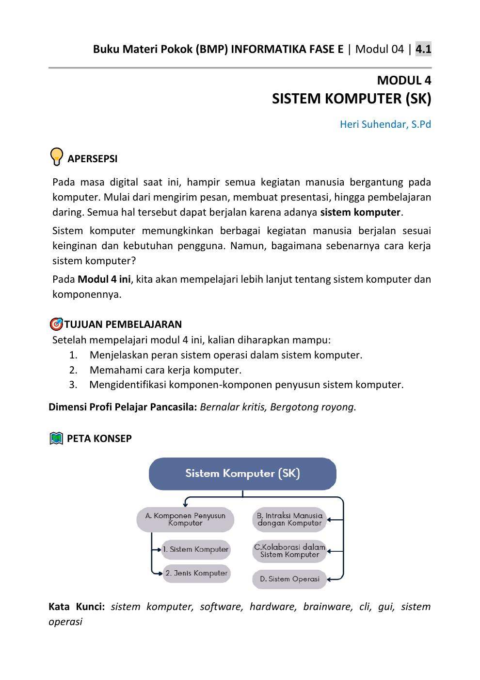 04. Modul 4 Informatika Fase E - Sistem Komputer (SK) | PDF to Flipbook