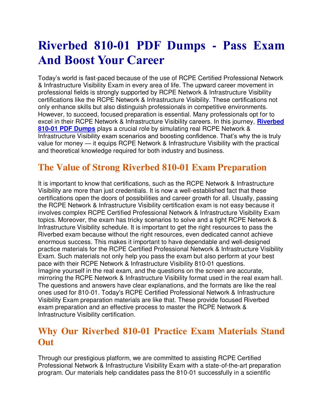 Smart Preparation with Riverbed 810-01 Dumps PDF – No More Stress | PDF to Flipbook