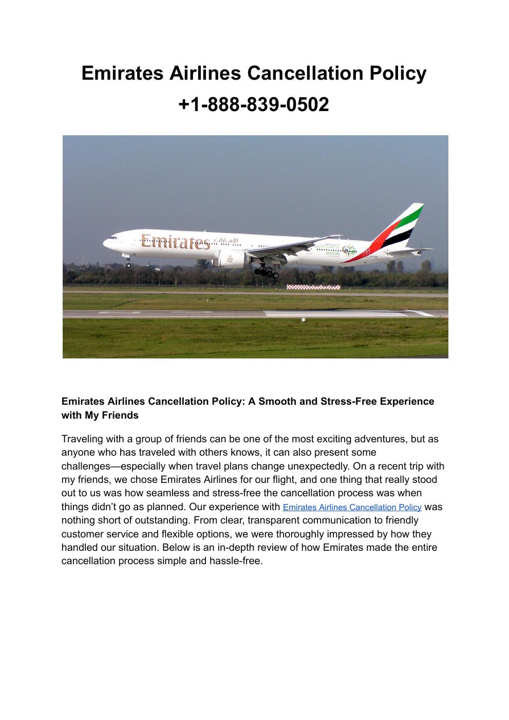 Emirates Airlines Cancellation Policy +1-888-839-0502 | PDF to Flipbook
