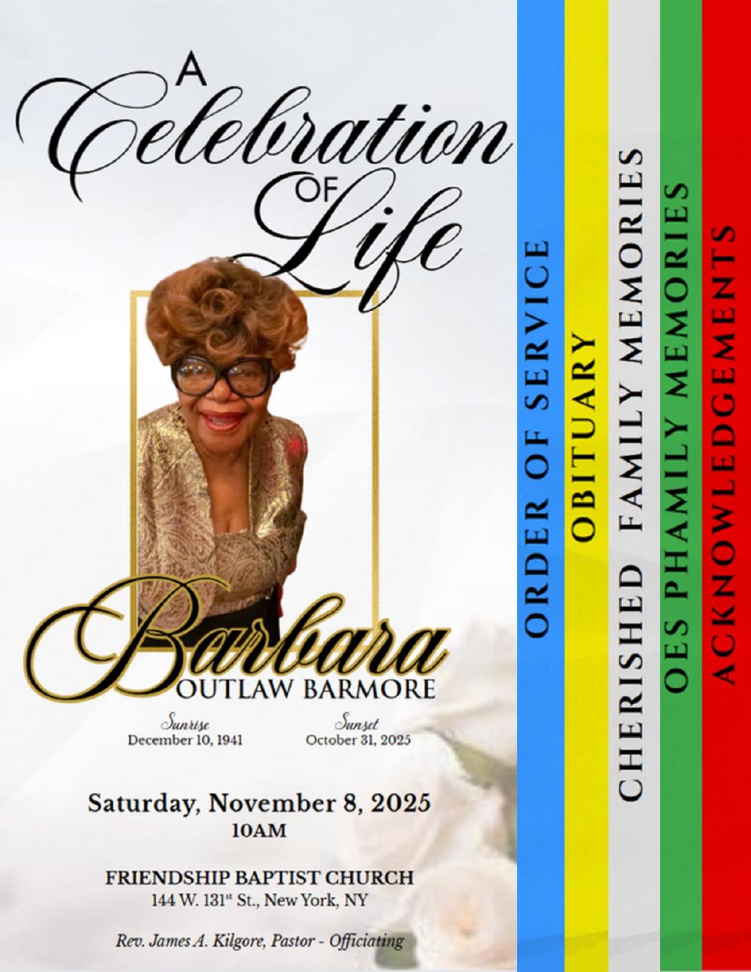PGWM Barbara Outlaw Barmore Funeral Program