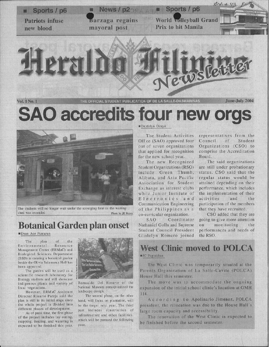 Heraldo Filipino Newsletter Vol. 1 No. 1
