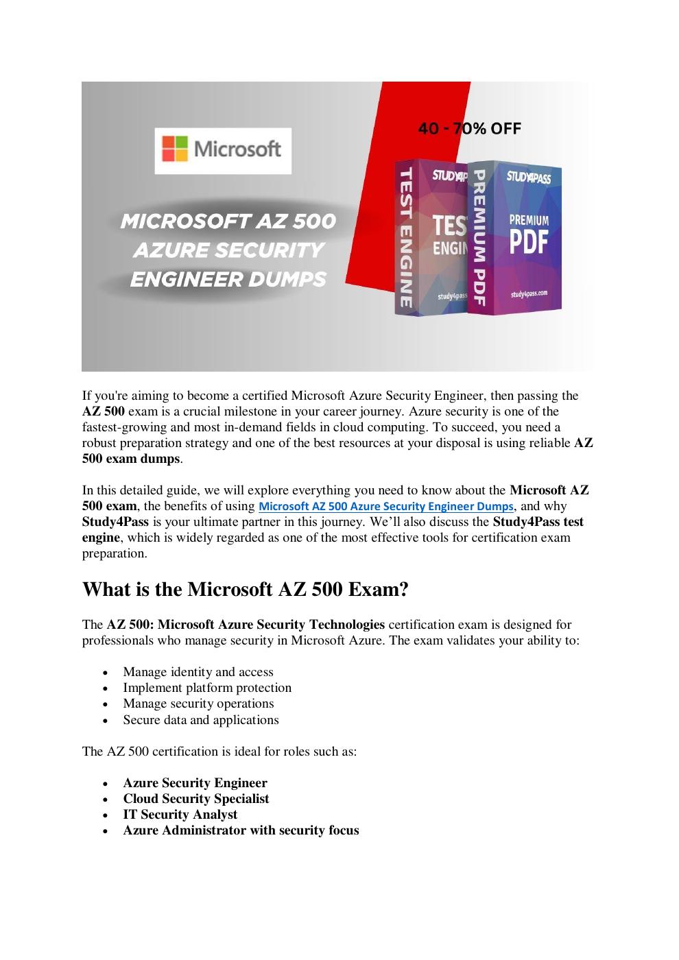 Microsoft AZ 500 Azure Security Engineer Dumps | PDF to Flipbook