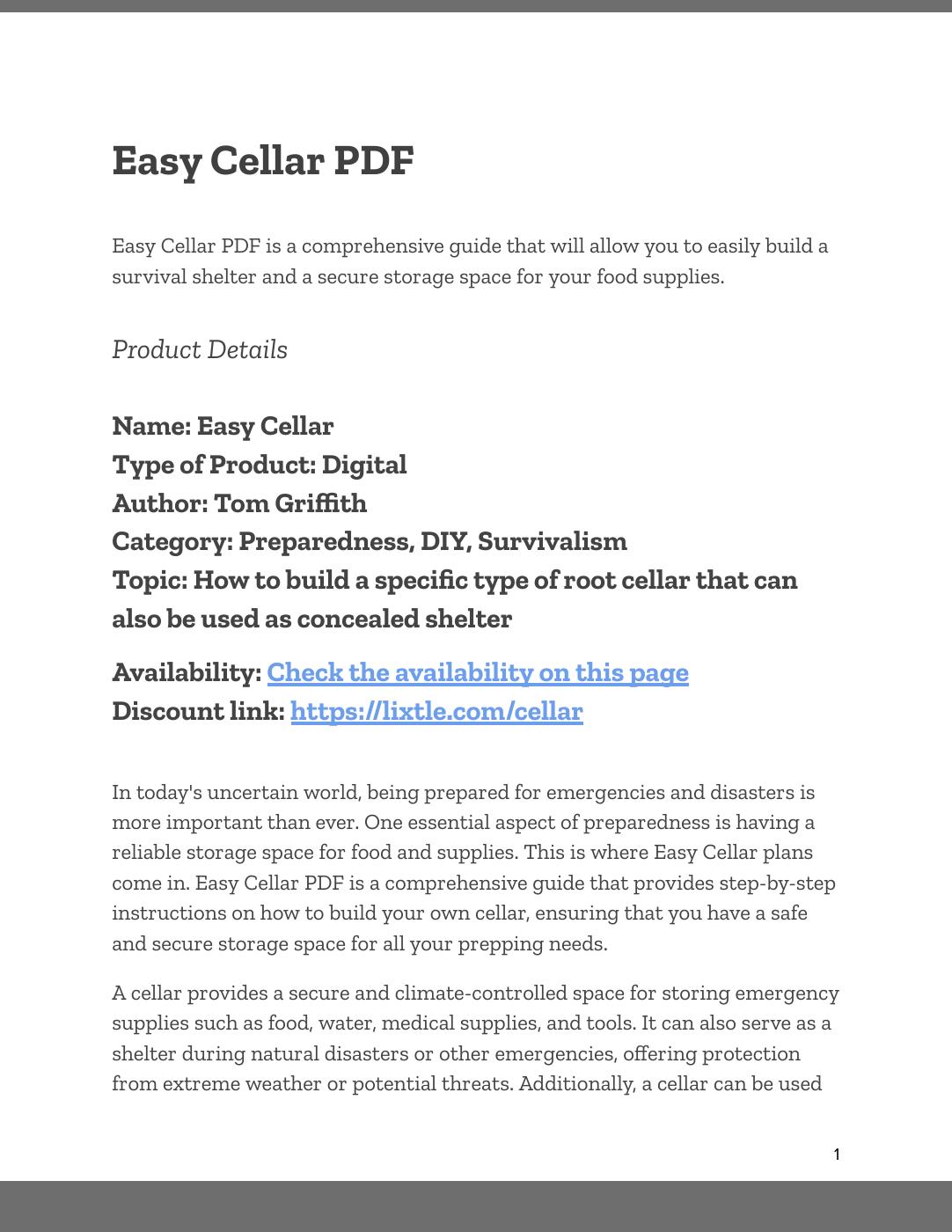 Easy Cellar PDF by Tom Griffith