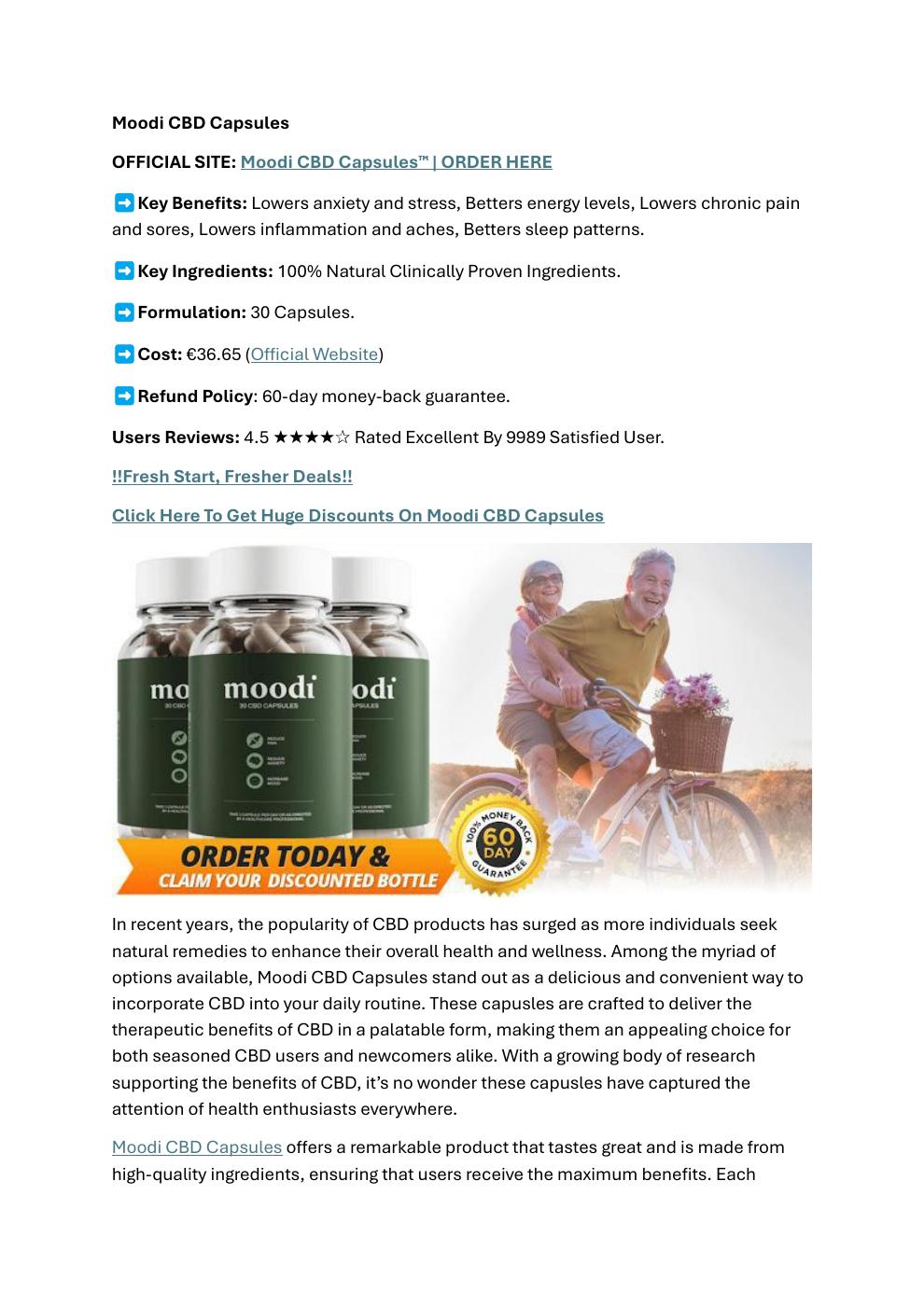 Moodi CBD Capsules (Official Report) Reduces Chronic Pain, Anxiety ...