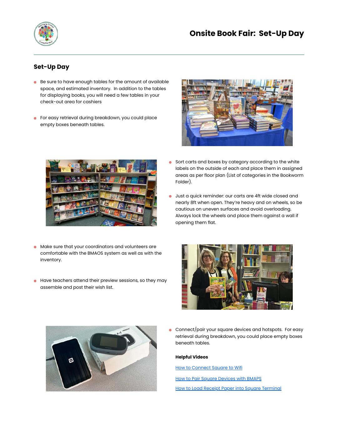 Onsite Book Fair: Set-Up Day