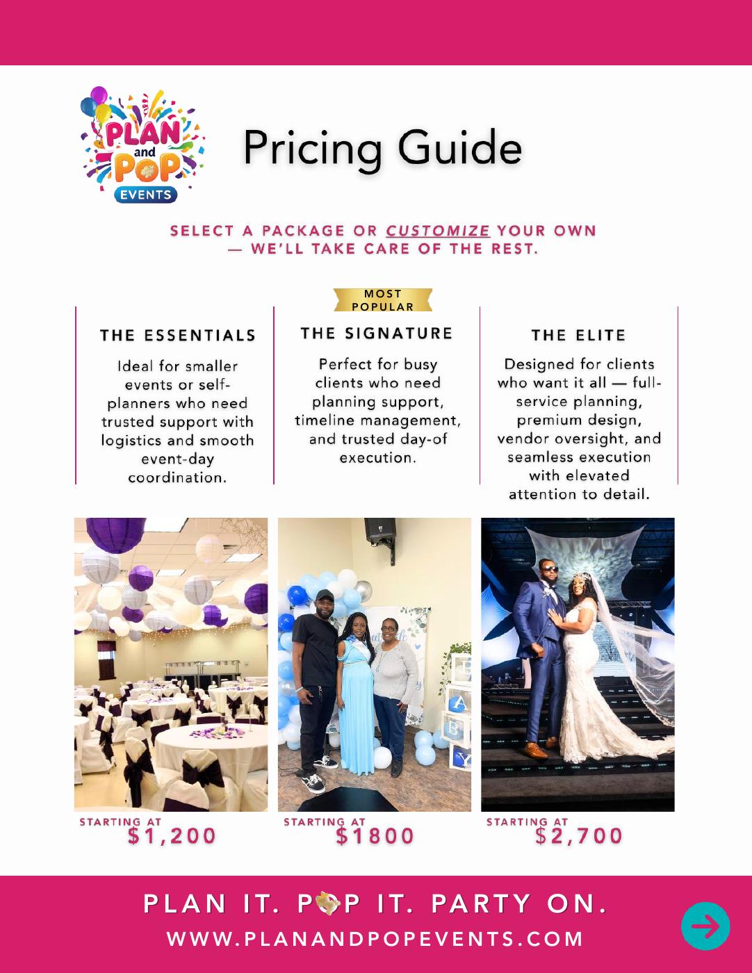 Plan & Pop Events Pricing Guide 2025 | PDF to Flipbook