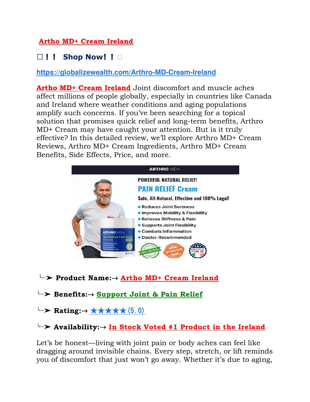 Artho MD+ Cream Ireland : Uncovering Reviews, Benefits | PDF to Flipbook