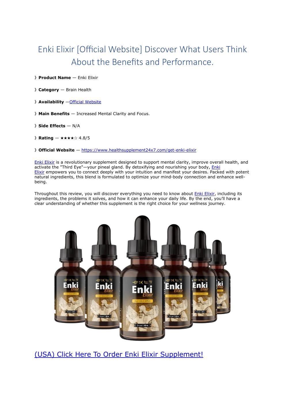 Enki Elixir (News Update 2025) Reviews, Ingredients, Real Benefits And Price! | PDF to Flipbook