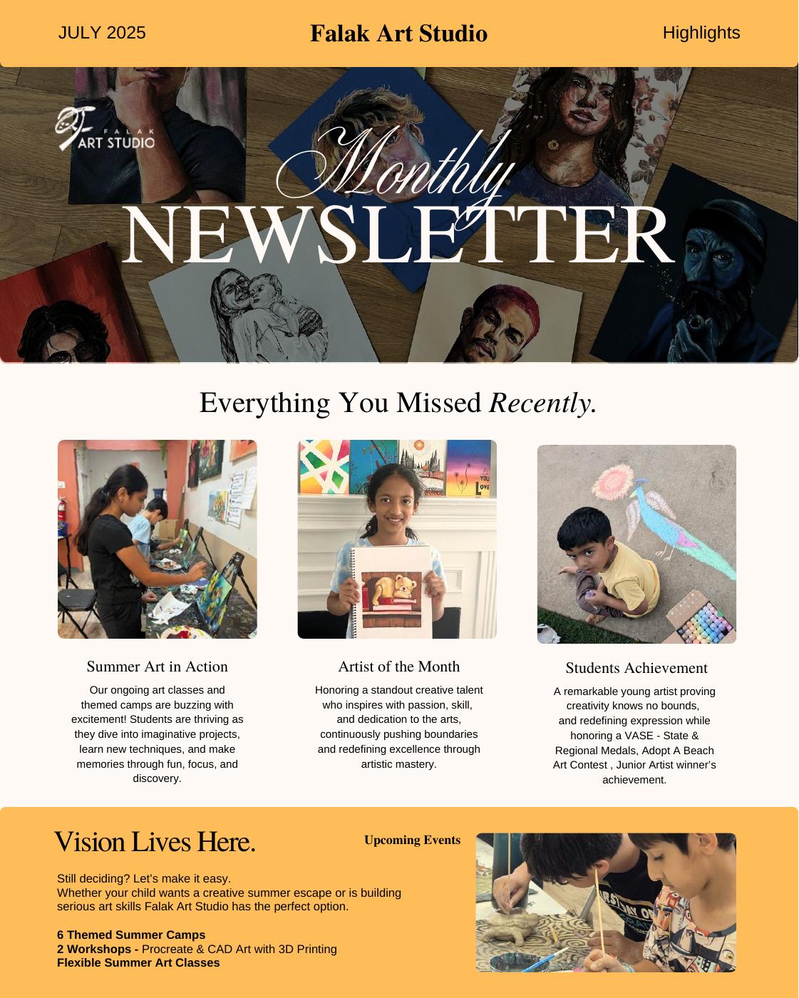 July 2025 Newsletter - Falak Art Studio | PDF to Flipbook