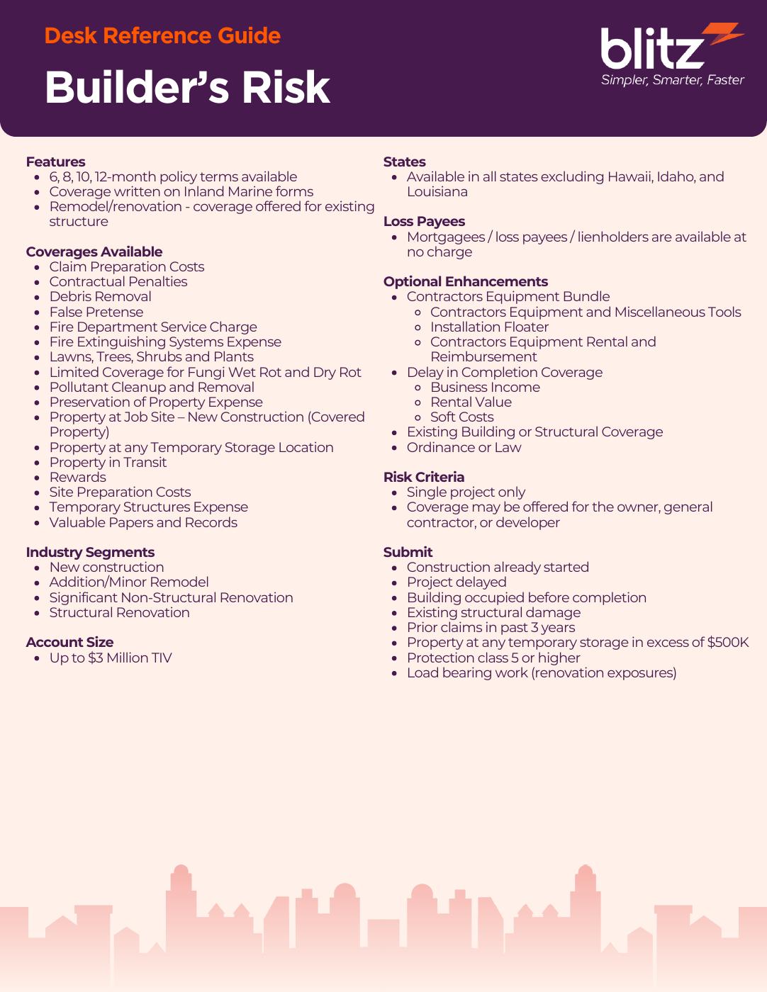 Blitz Insurance Desk Reference Guide