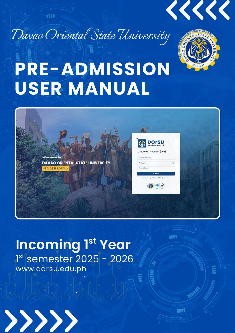 Pre-Admission User Manual for Incoming First Year Students | PDF to ...