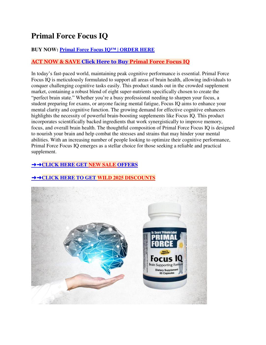 Primal Force Focus IQ [Expert Insight]: Does It Really Work? | PDF to ...