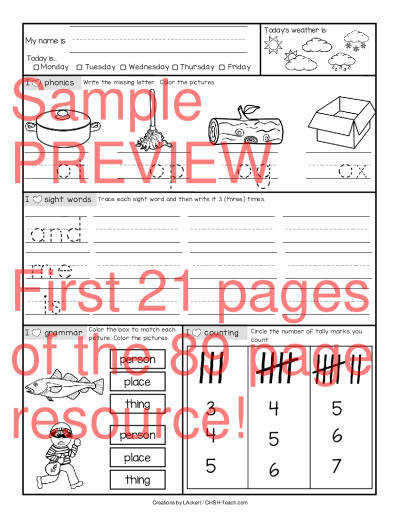 Preview of Morning Work for Kindergarten | 2nd Semester