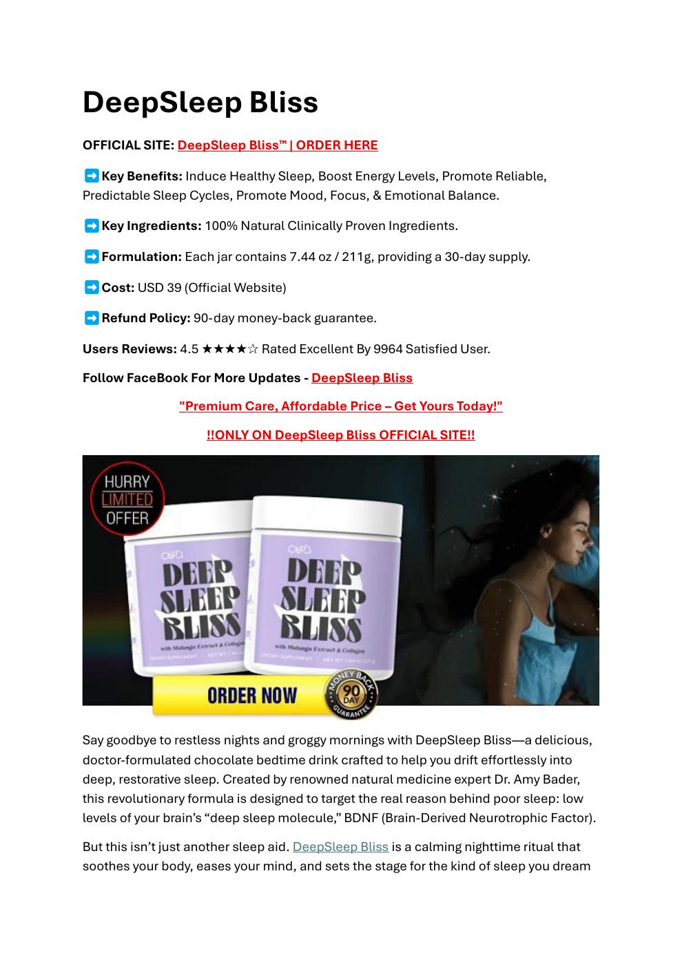 DeepSleep Bliss (Price Update) Get Better Sleep To Improved Mood Higher Energy Levels | PDF to ...
