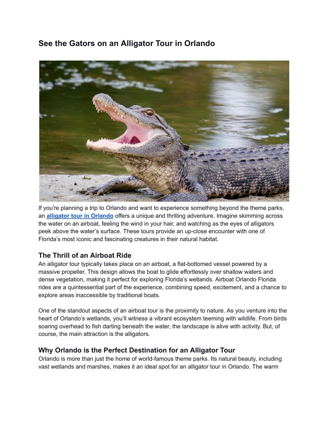 See the Gators on an Alligator Tour in Orlando | PDF to Flipbook