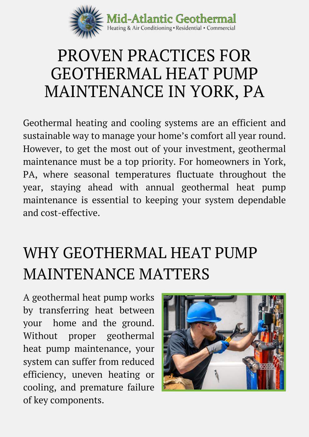 Proven Maintenance Practices for Geothermal Heat Pump Maintenance York ...