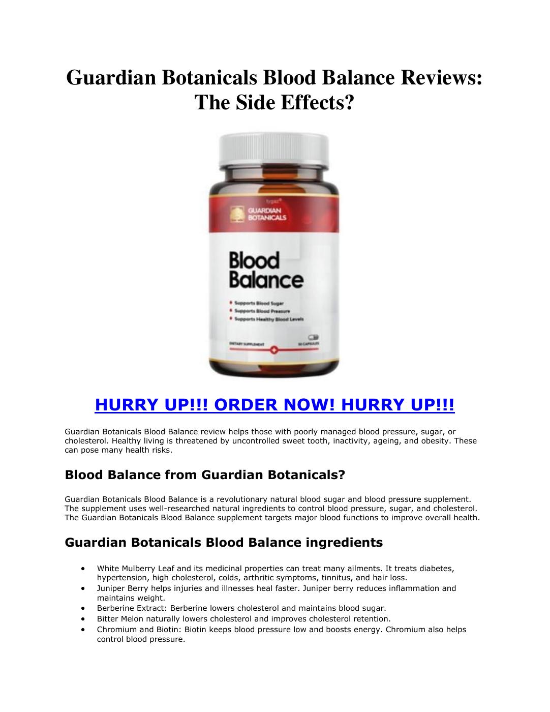 Guardian Botanicals Blood Balance Reviews: The REAL Side Effects? | PDF ...