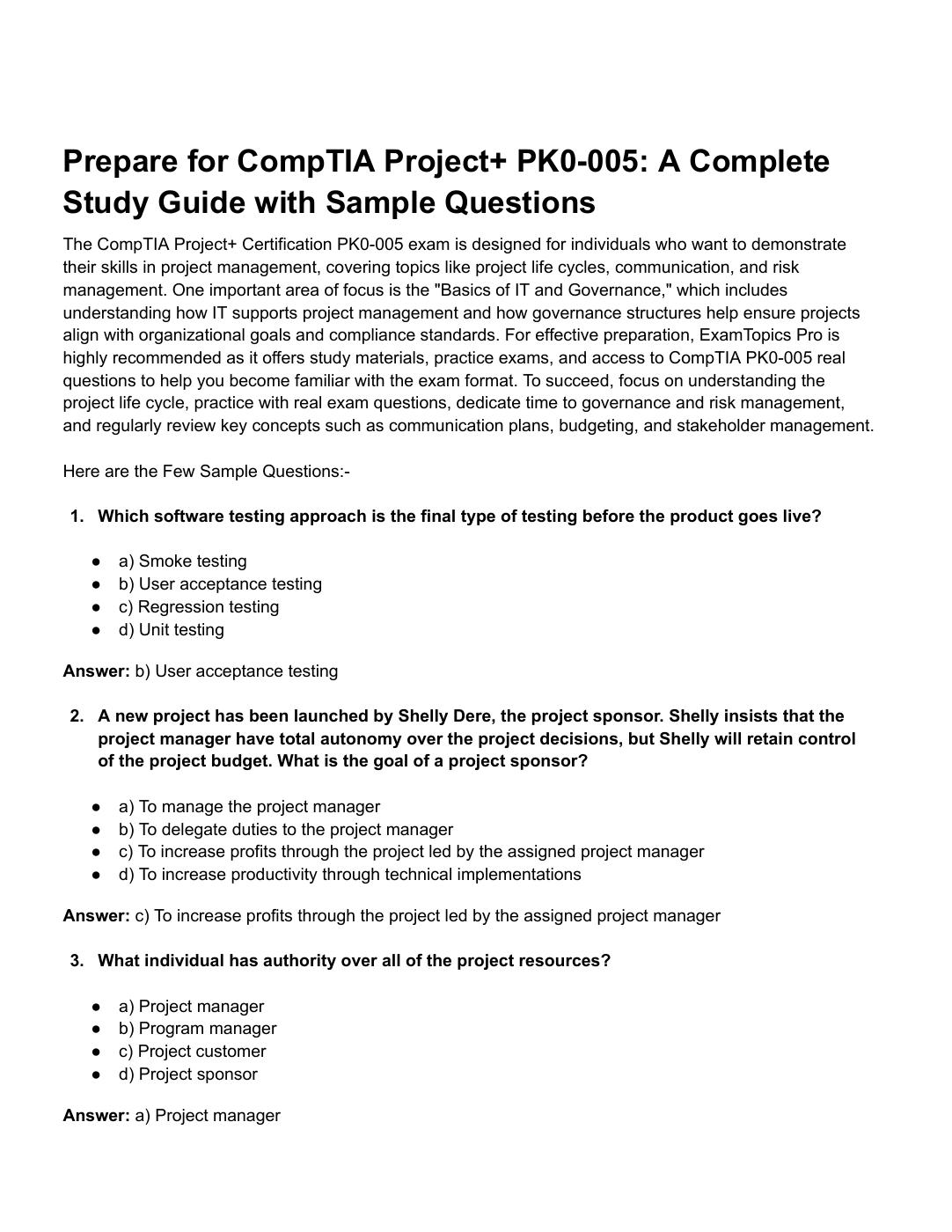 Prepare for CompTIA Project+ PK0-005: A Complete Study Guide with ...