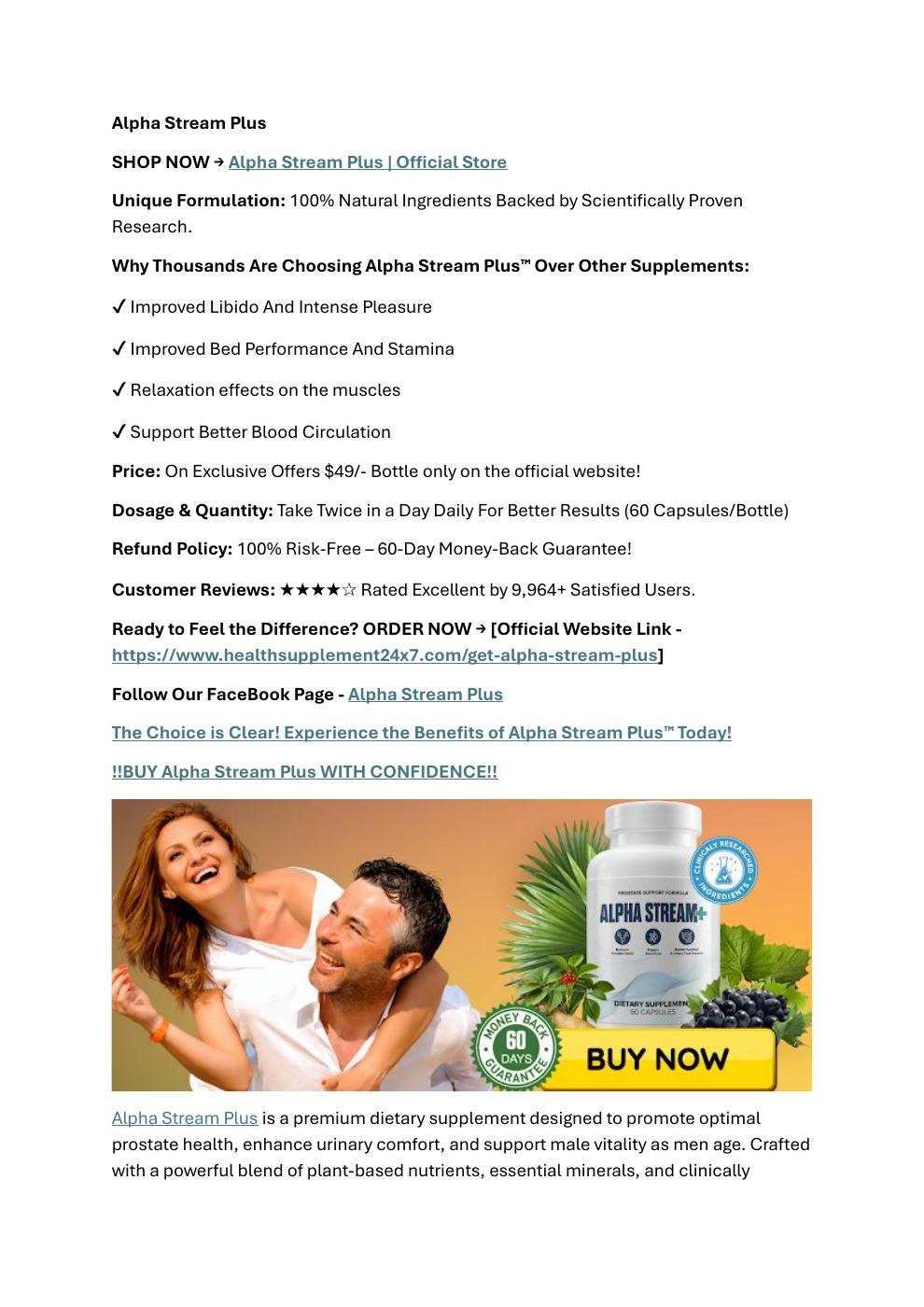 Alpha Stream Plus (Price Update) Get Relief From Prostate & Bladder Issues | PDF to Flipbook