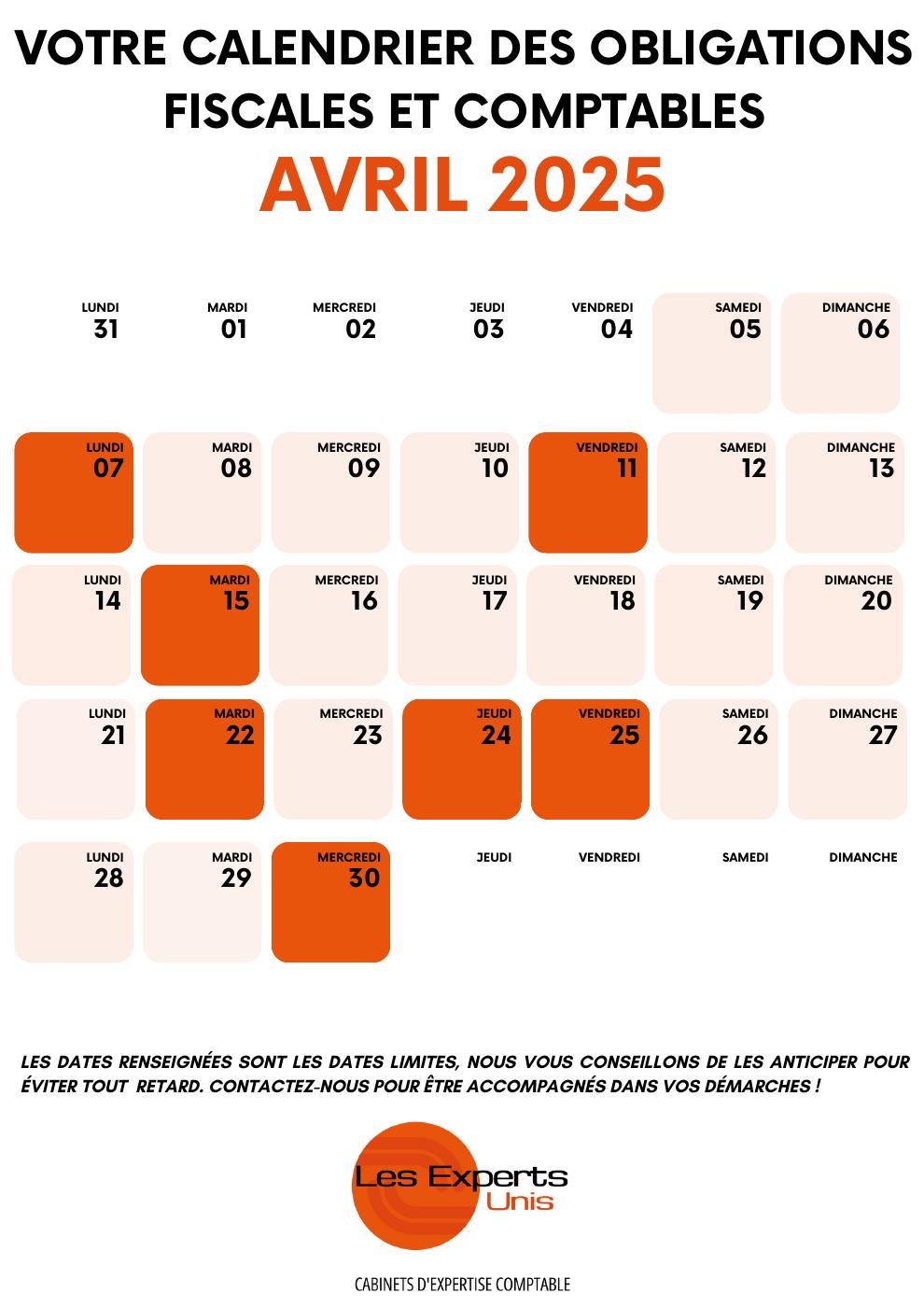 Votre calendrier des obligations fiscales et comptables
