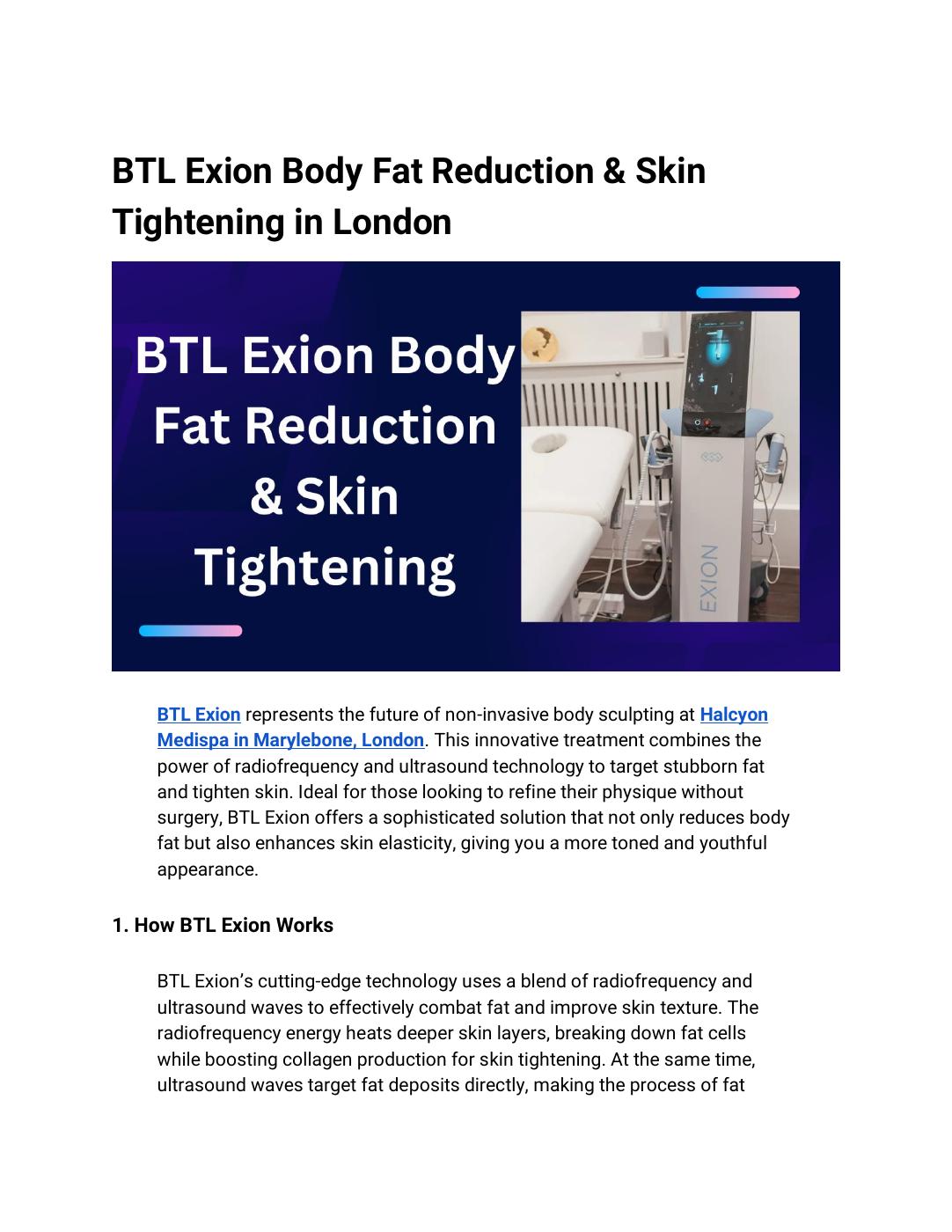 Best BTL Exion Body Fat Reduction & Skin Tightening in London | PDF to ...