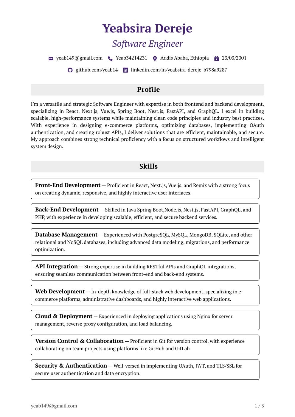 Yeabsira Dereje_Resume | PDF to Flipbook