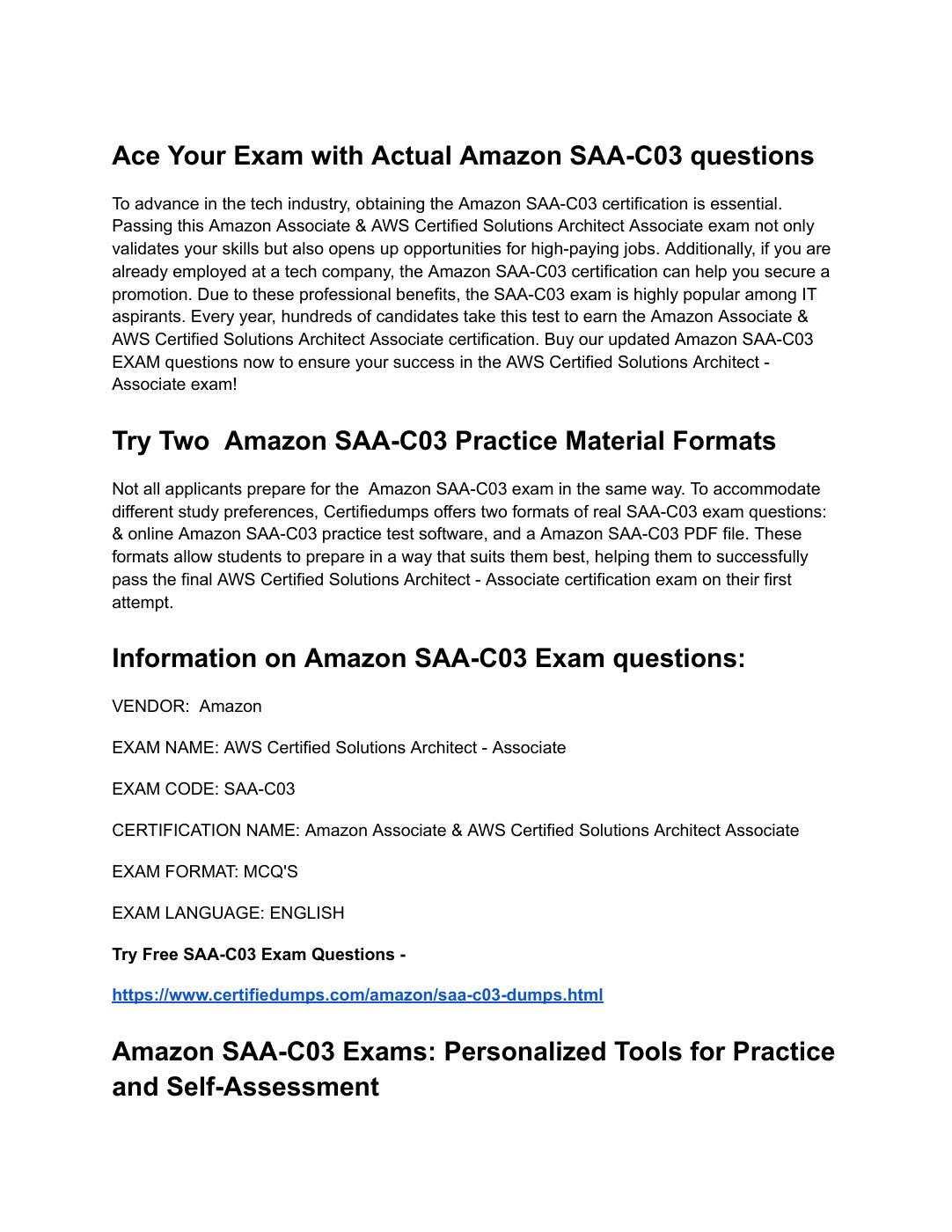 (PDF) SAA-C03 Questions- Pass Your Exam In First Attempt [2024] | PDF to Flipbook