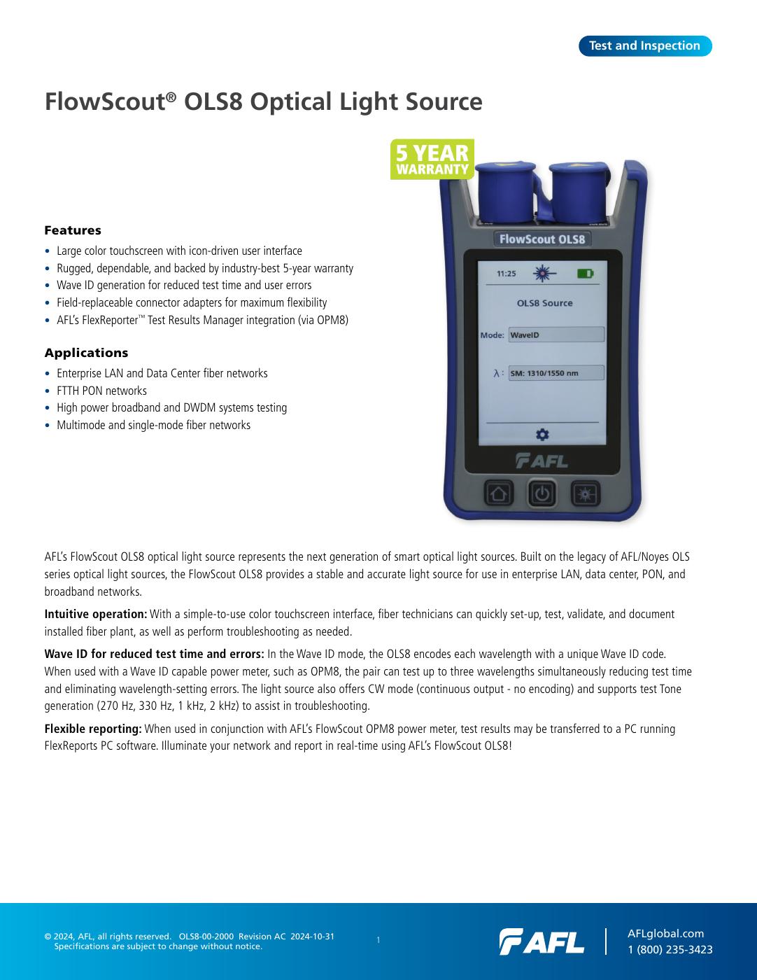 AFL OLS8 Optical Light Source | PDF to Flipbook
