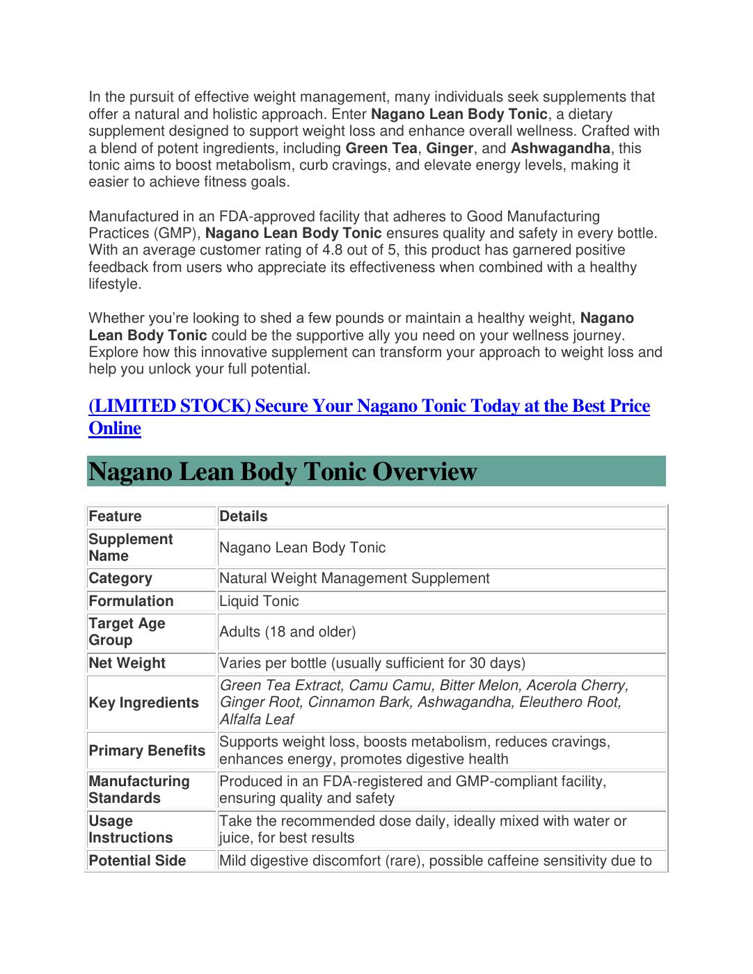 Ancient Nagano Tonic Melts Away 57lbs of Stubborn Fat! | PDF to Flipbook