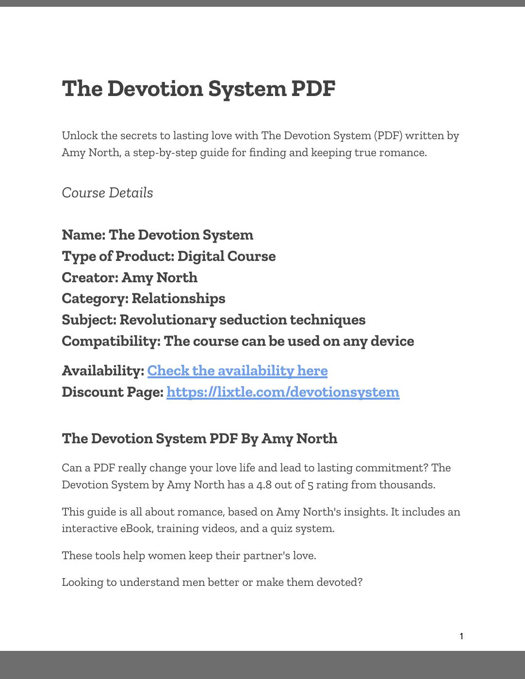 The Devotion System PDF by Amy North