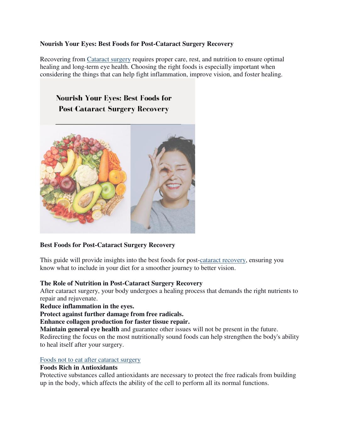 Nourish Your Eyes Best Foods For Post Cataract Surgery Recovery PDF