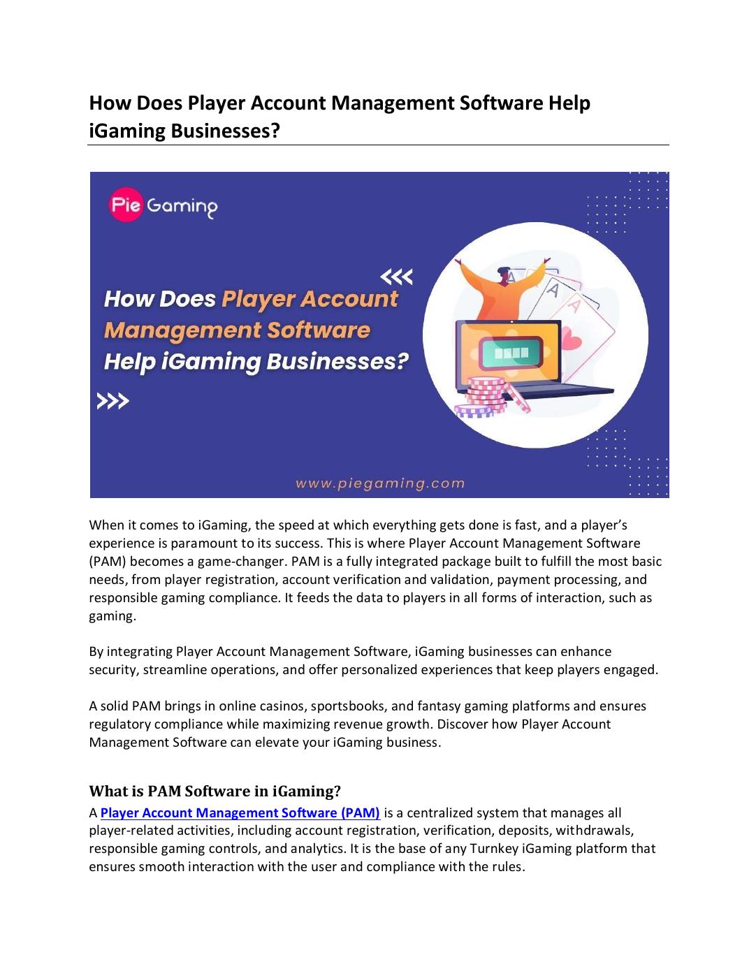 How Does Player Account Management Software Help iGaming Businesses ...