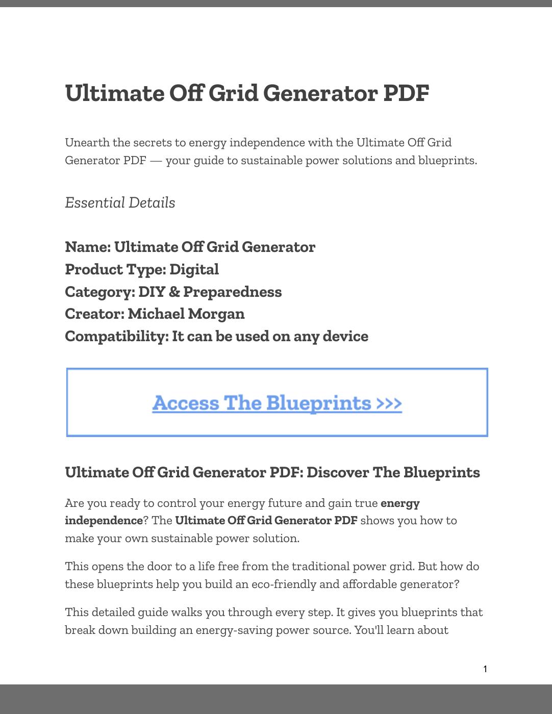 Ultimate Off Grid Generator PDF (Download The Blueprints)