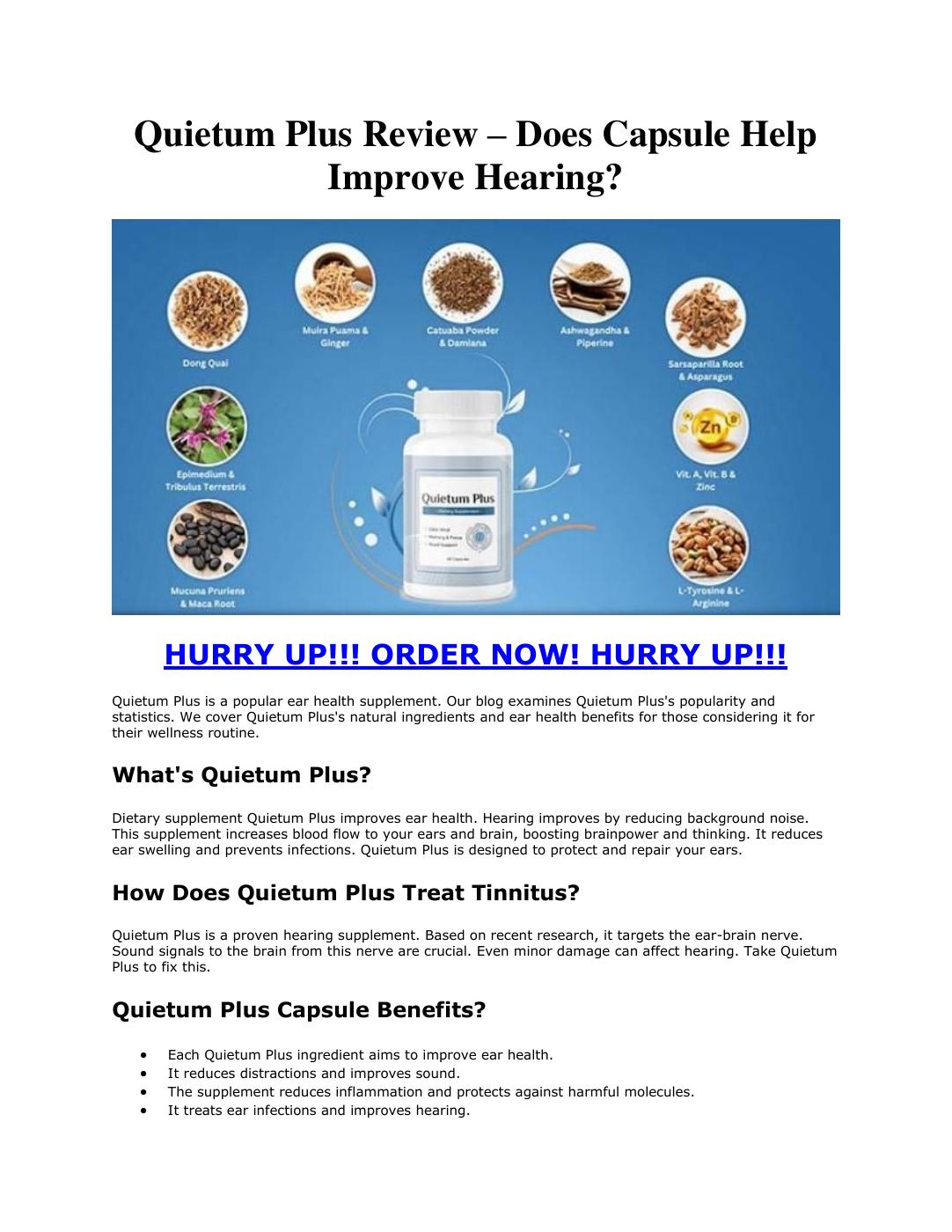 Quietum Plus Review – Does Capsule Help Improve Hearing? | PDF to Flipbook