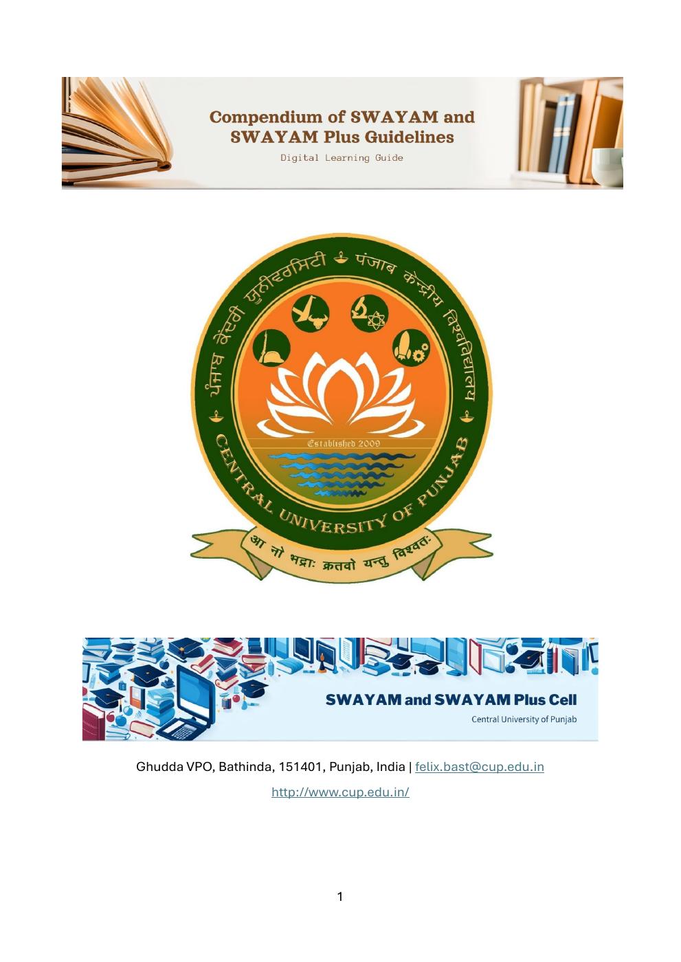 Compendium of SWAYAM and SWAYAM Plus Guidelines | PDF to Flipbook