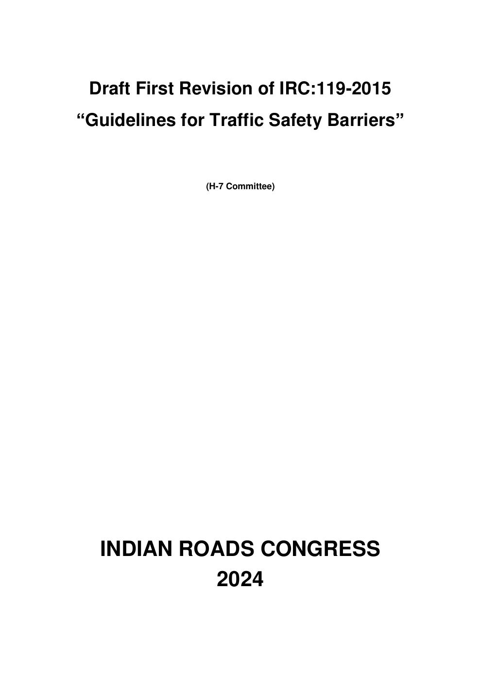 Draft First Revision of IRC:119-2015 "Guidelines for Traffic Safety ...