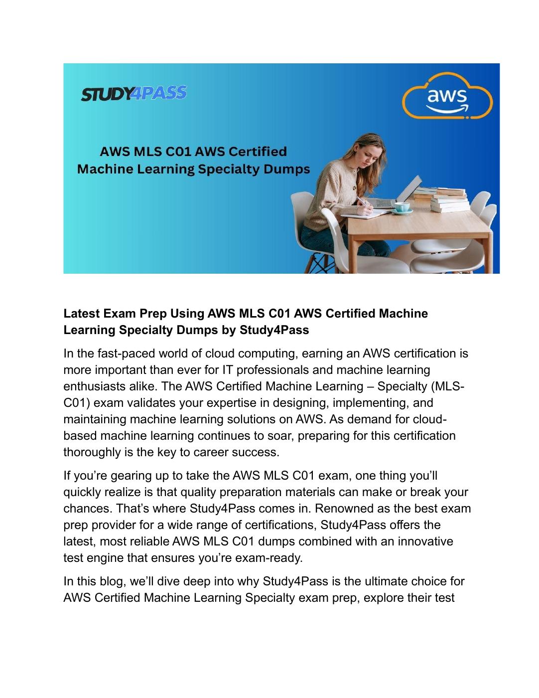 AWS MLS C01 AWS Certified Machine Learning Specialty Dumps | PDF to Flipbook