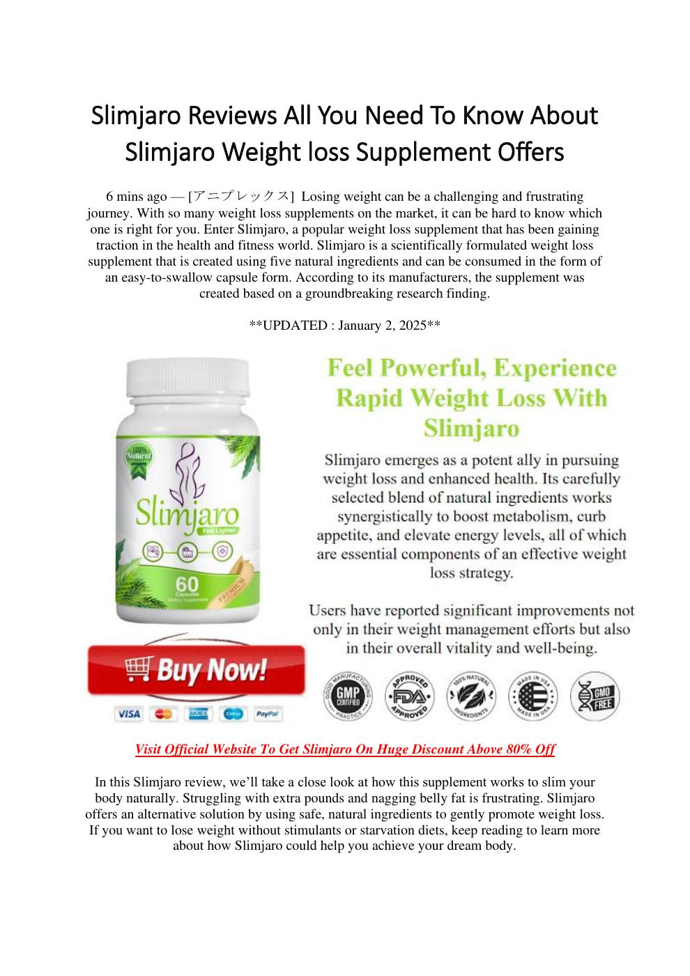 Slimjaro Reviews All You Need To Know About Slimjaro Weight loss ...
