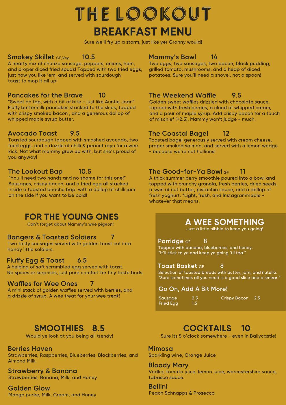 The Lookout - Breakfast Menu