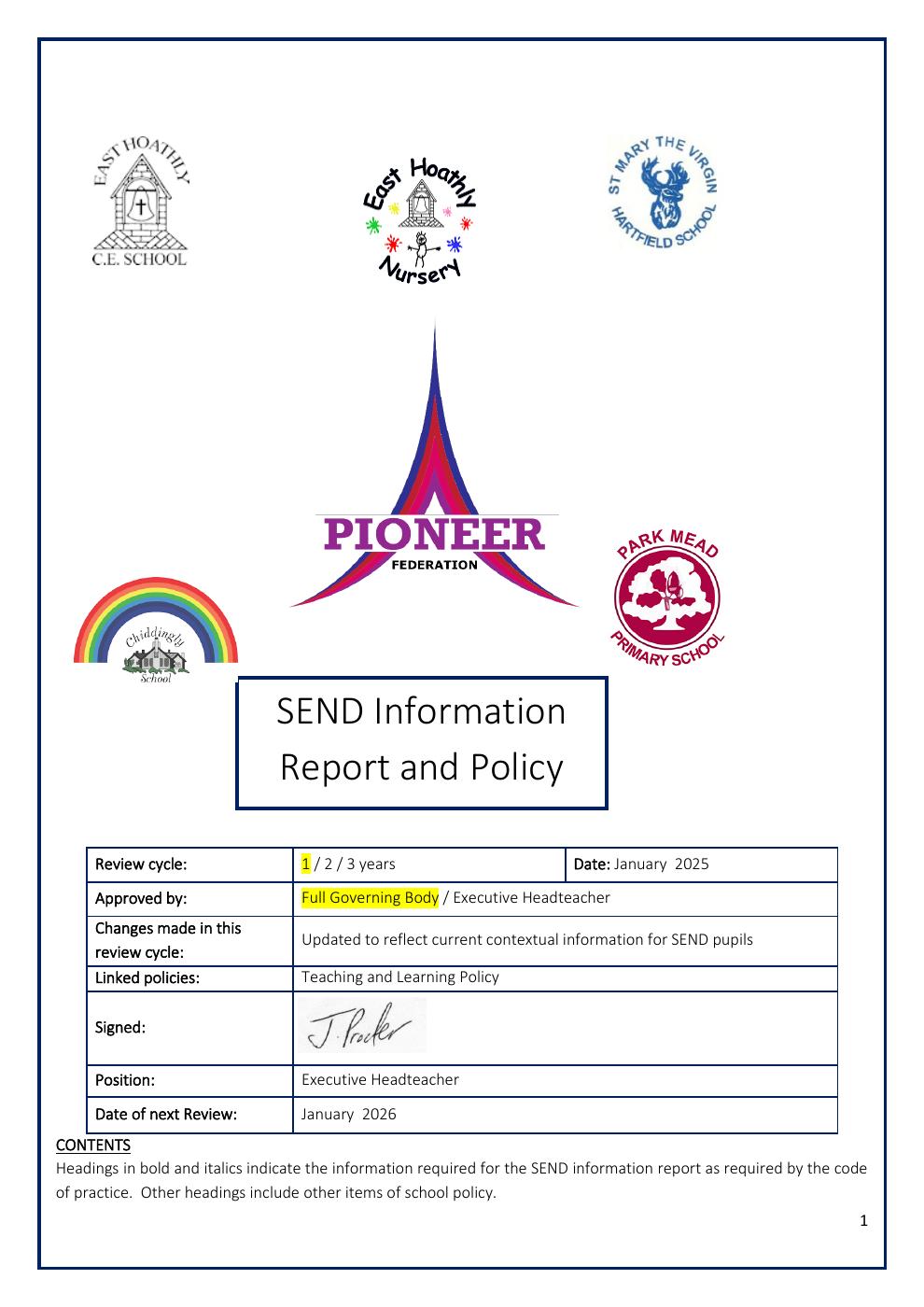 SEND Information Report & Policy Jan 25