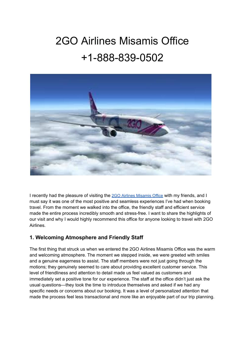 2GO Airlines Misamis Office +1-888-839-0502 | PDF to Flipbook
