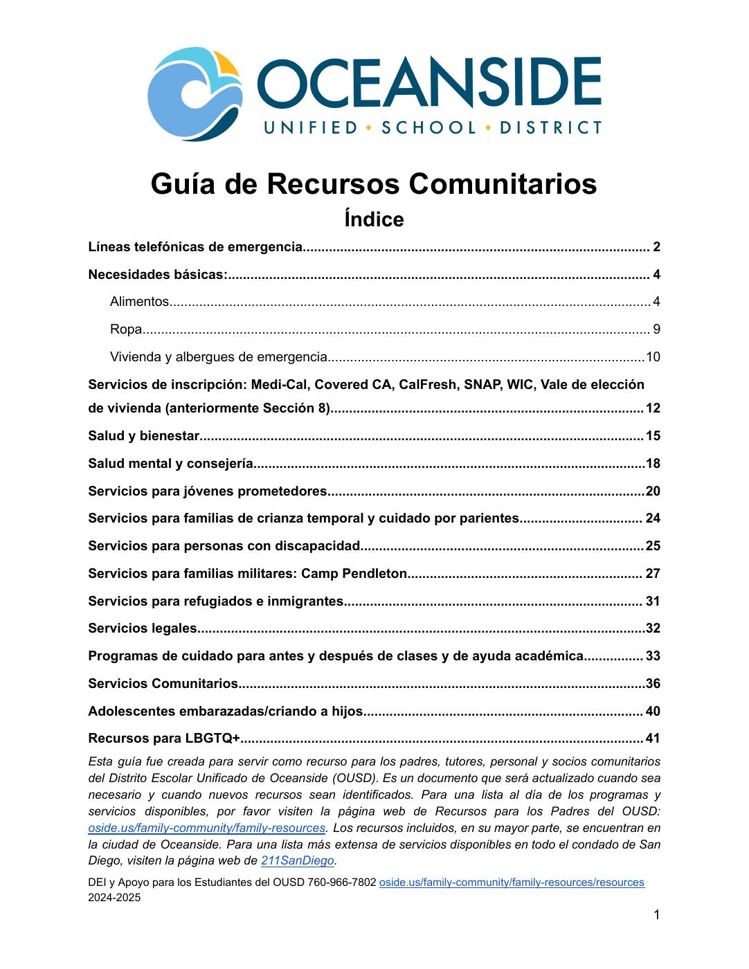 Guía de Recursos Comunitarios