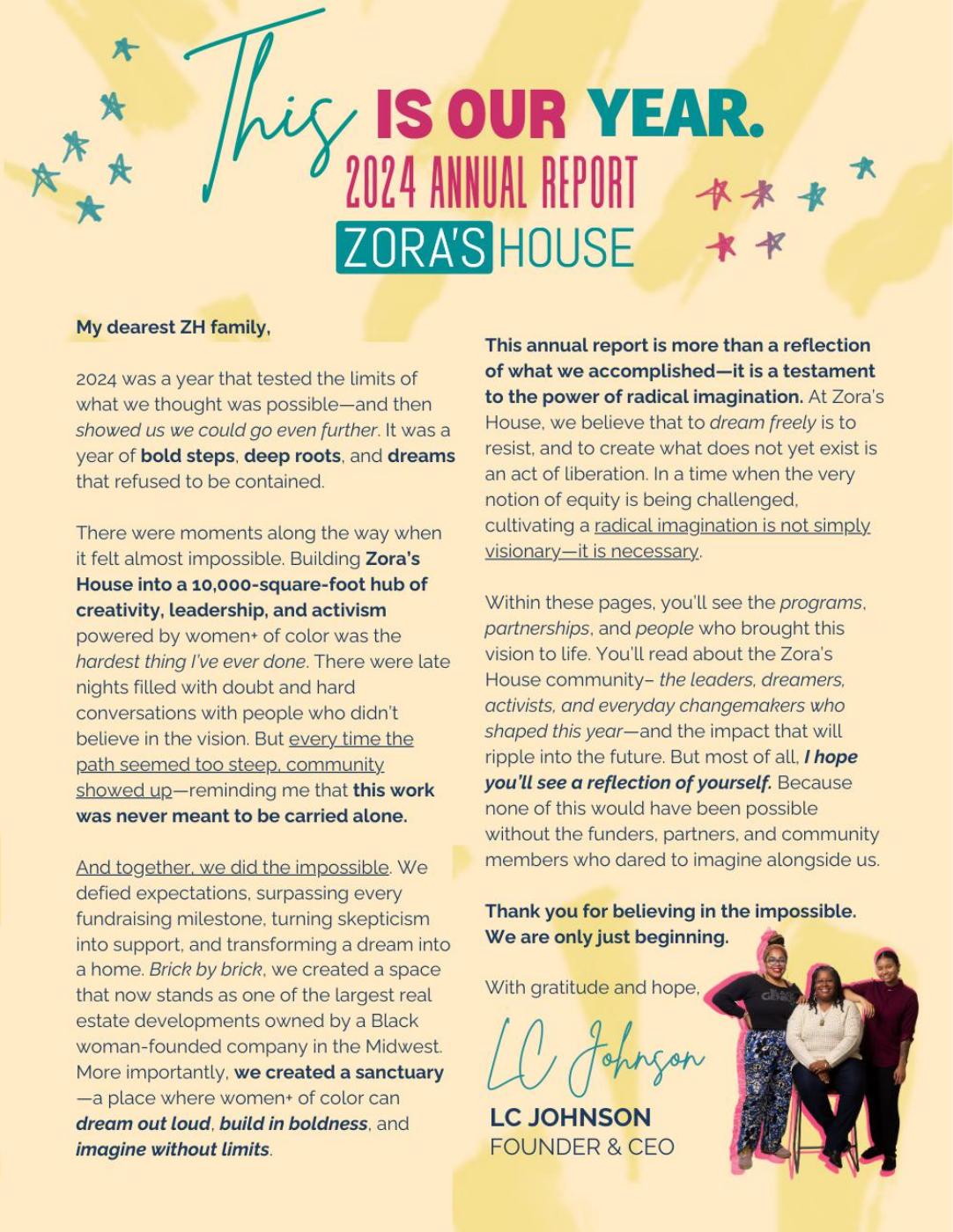 Zora's House 2024 Annual Report | PDF to Flipbook