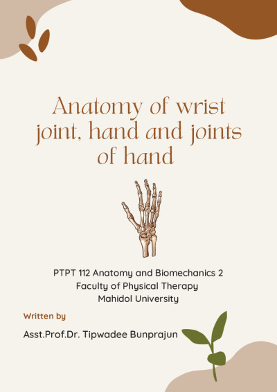 Anatomy of wrist joint, hand and joints of hand