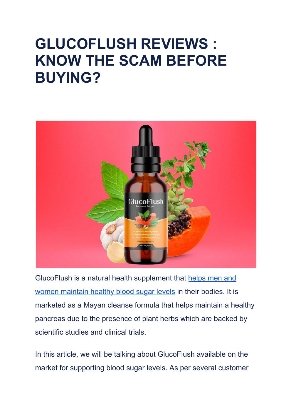 GLUCOFLUSH REVIEWS : KNOW THE SCAM BEFORE BUYING? | PDF to Flipbook