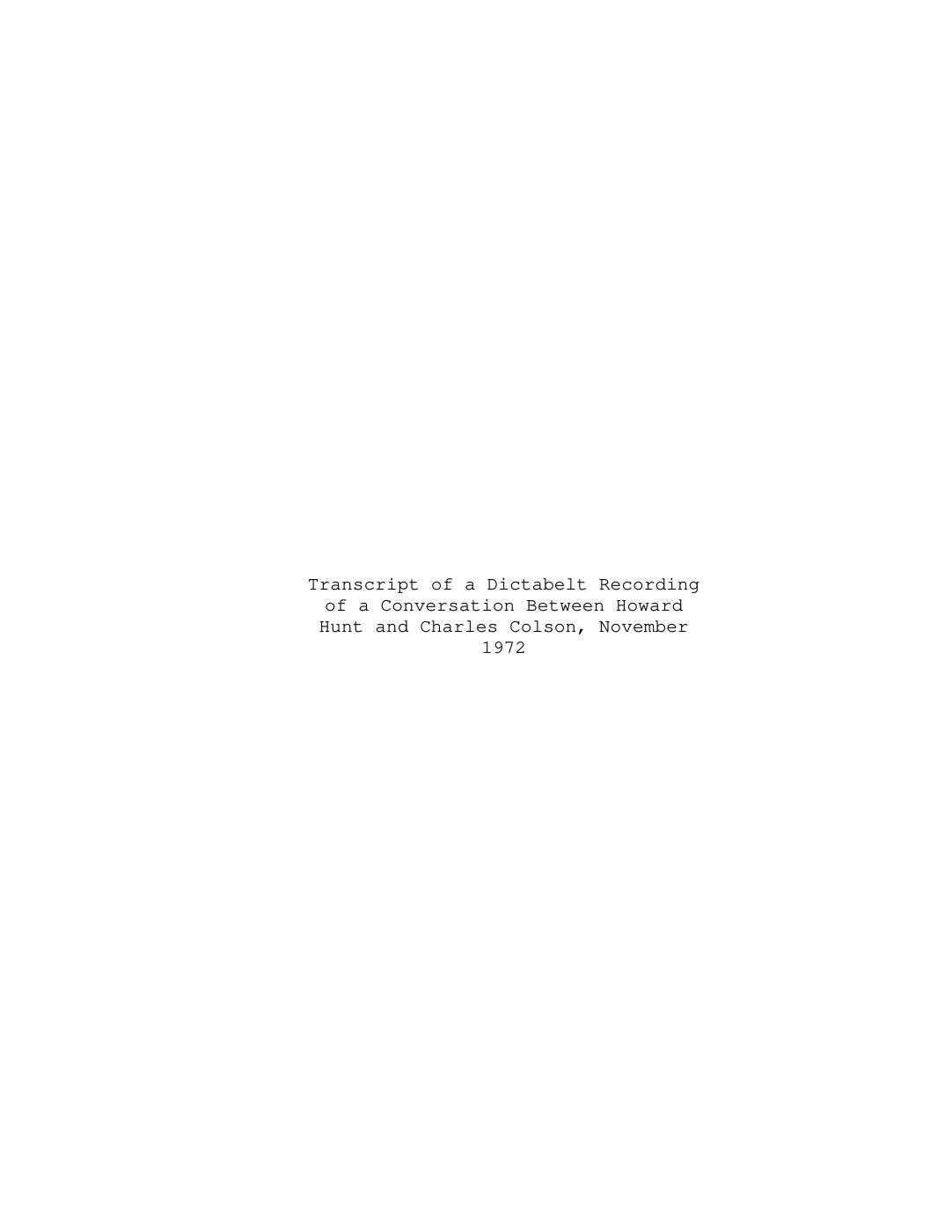 Transcript of a Dictabelt Recording of a Telephone Conversation Between ...