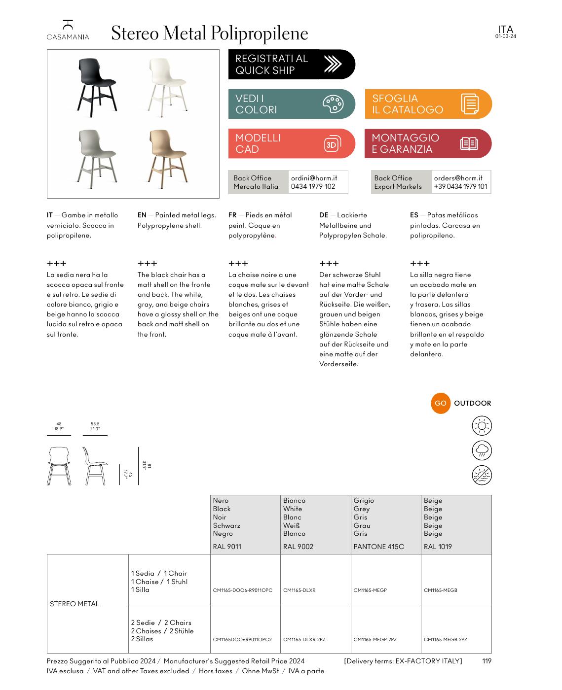 Stereo Metal Polipropilene-Tech Sheet ITA