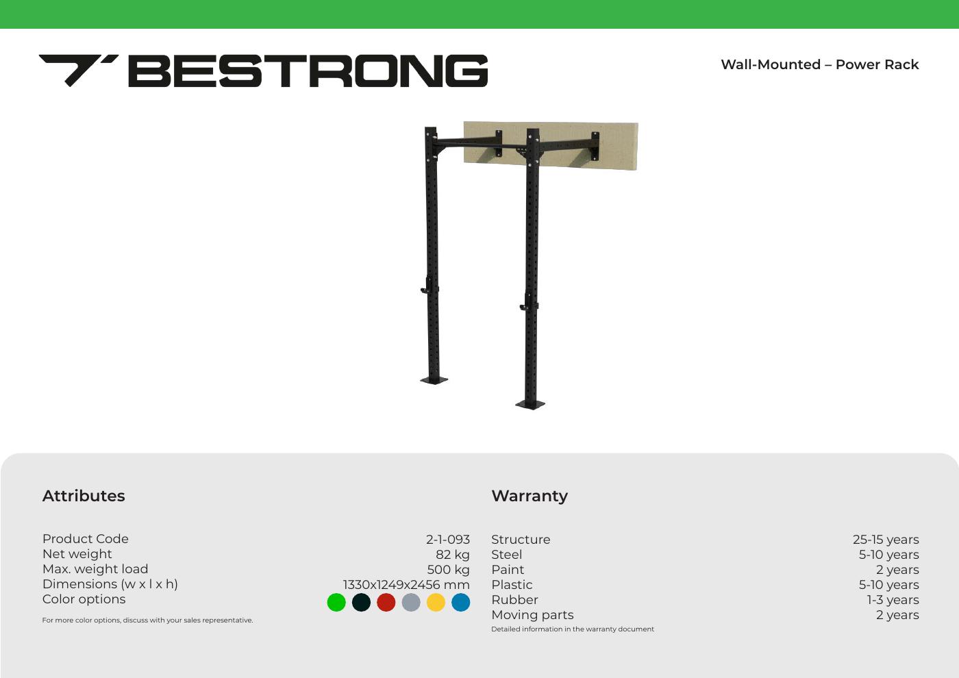 GLO-2-1-093 Wall-Mounted – Power Rack Product Sheet