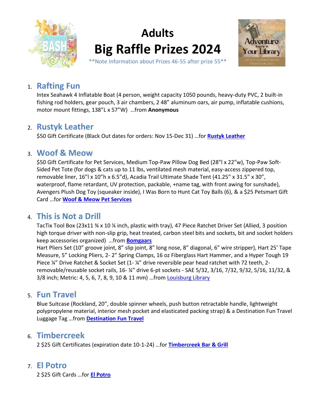 Adult Big Raffle Prizes 2024