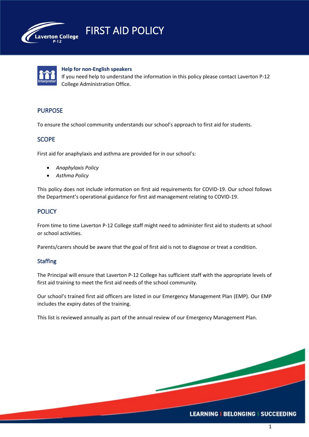 First Aid Policy | PDF to Flipbook